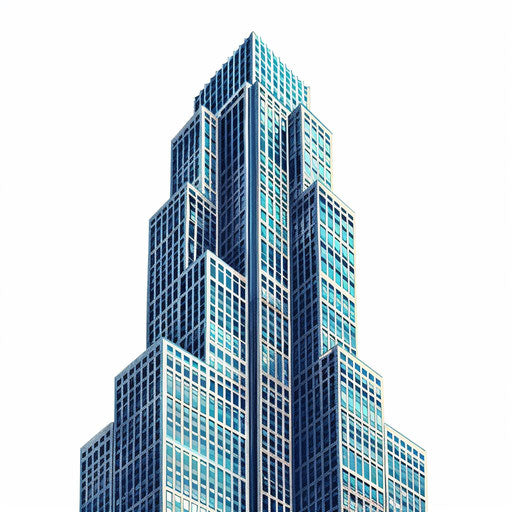 Realistic skyscraper drawing on white background with soft highlights ...