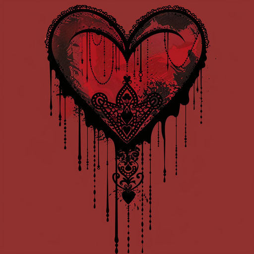Deep red heart silhouette with black lace patterns – IMAGELLA