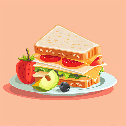 Realistic lunch clipart on pastel peach background – IMAGELLA