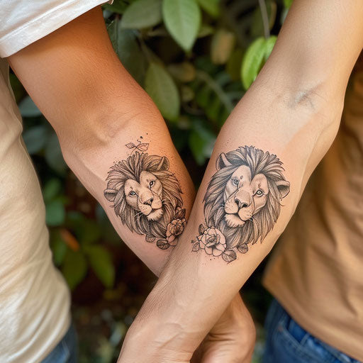 Matching lion and lioness couple tattoo – IMAGELLA
