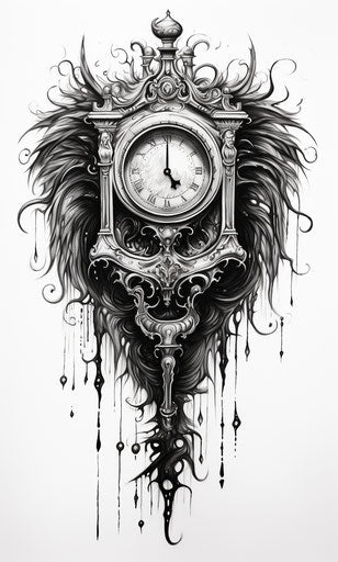 Suspended scary clock in black and white – IMAGELLA