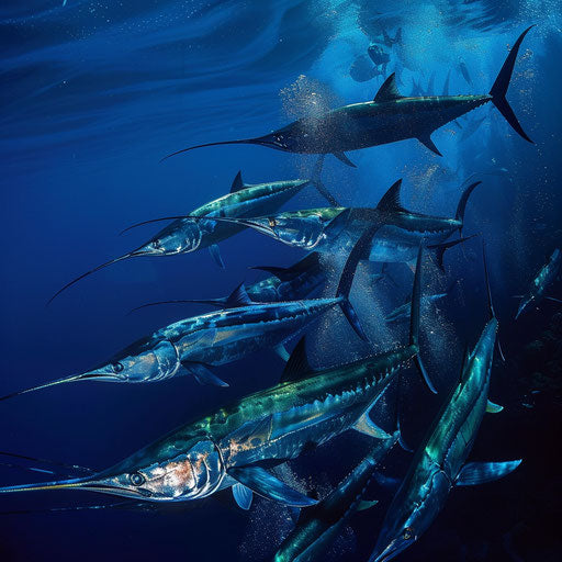 Swordfish group being cleaned by smaller fish – IMAGELLA