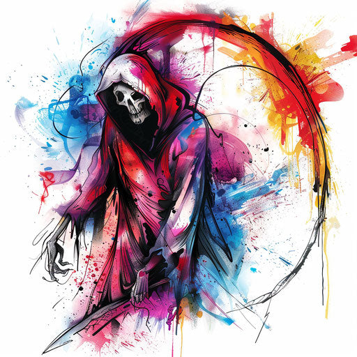 Graffiti style reaper tattoo with bright spray paint colors and urban ...