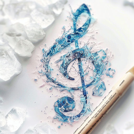 Shimmering frozen treble clef on pure white background – IMAGELLA