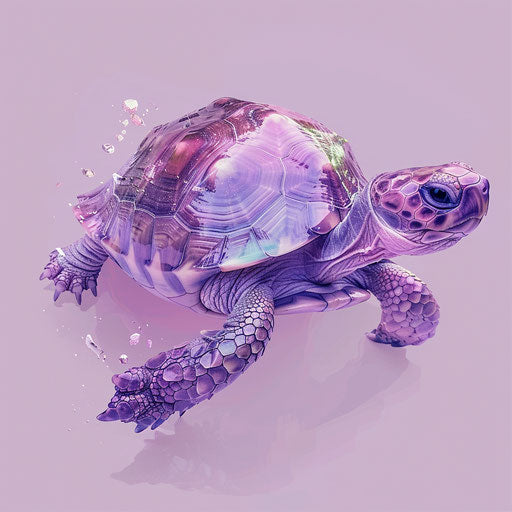 Realistic tortoise on lavender background with gloss – IMAGELLA