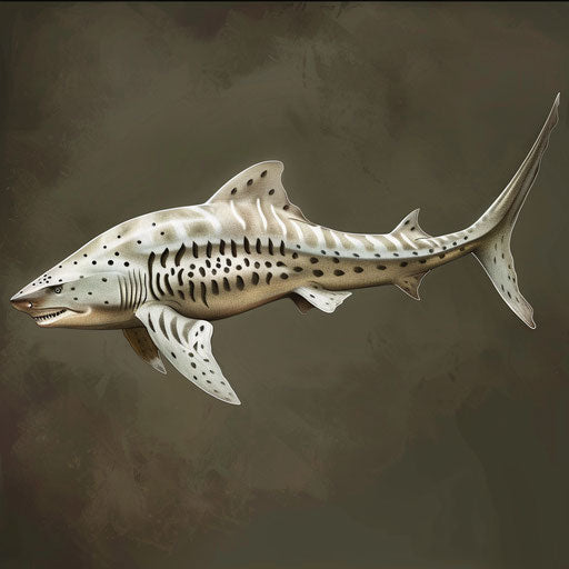 Detailed anatomical illustration of a zebra shark, highlighting its ...