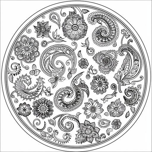 Circle with paisley patterns and floral elements – IMAGELLA