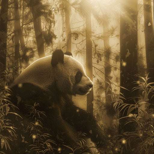 Giant panda in an ethereal sepia forest scene – IMAGELLA