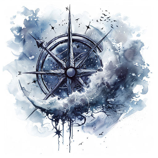 Gothic compass rose surrounded by sharp thorns and stars – IMAGELLA