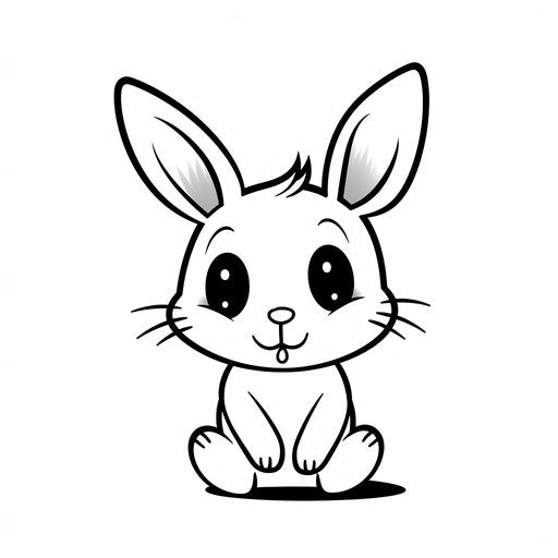 Smiling rabbit in simplified line work, child's drawing – IMAGELLA