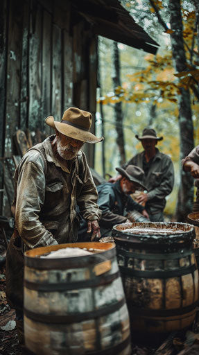 Stunning colorized portrait of bootleggers distilling moonshine in the ...