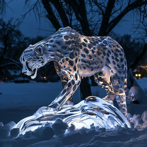 Ice sculpture of a cheetah in a winter landscape – IMAGELLA