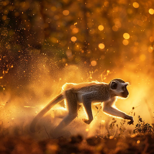 Vervet monkey sprinting in the golden savannah – IMAGELLA