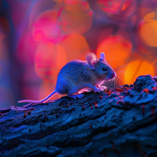 Mouse scampering on fallen log at dawn – IMAGELLA