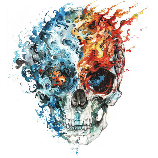 Elemental skull tattoo on white background – IMAGELLA