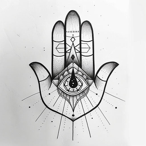 Bold geometric design of hamsa tattoo – IMAGELLA