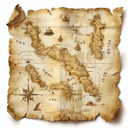 Realistic treasure map with flat background and glossy finish – IMAGELLA