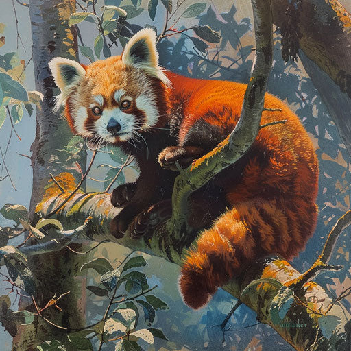Panoramic view of nature with a red panda – IMAGELLA