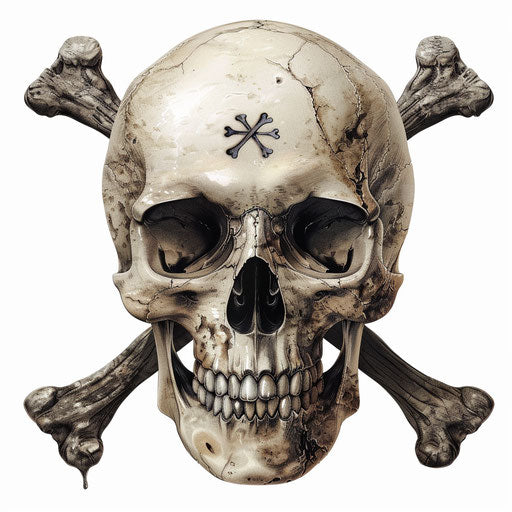Skull and crossbones clipart in photo realistic style with a flat and ...