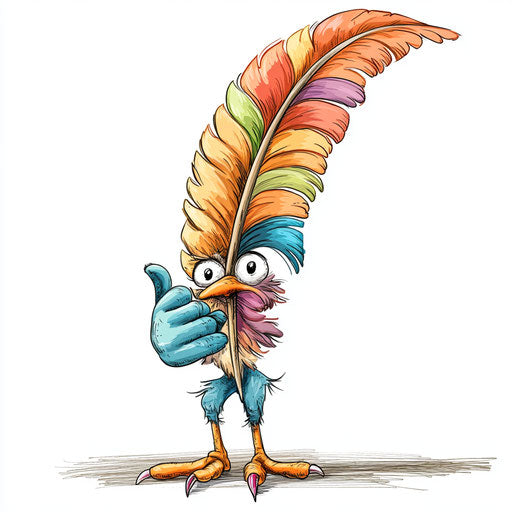 Humorous caricature of a quill with human characteristics – IMAGELLA