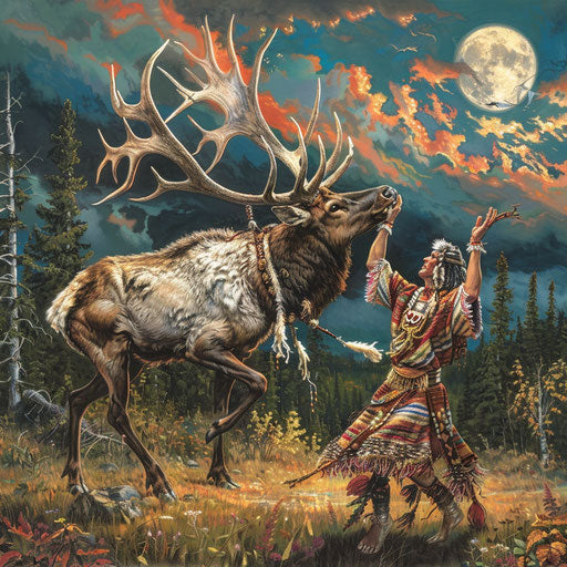 An elk participating in a traditional dance in a tribal culture – IMAGELLA