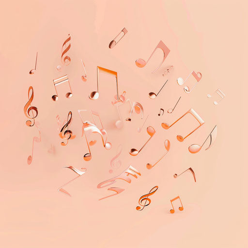 Realistic musical notes on flat pastel peach background – IMAGELLA