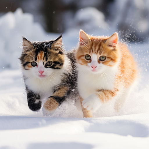 Calico cat kittens playing in the snow – IMAGELLA