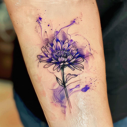 Impressionist tattoo sketch of an aster flower – IMAGELLA