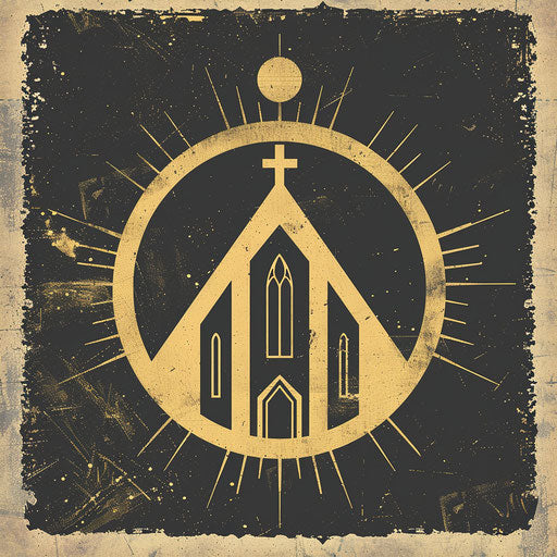 Vintage church logo with distressed textures and earthy tones – IMAGELLA