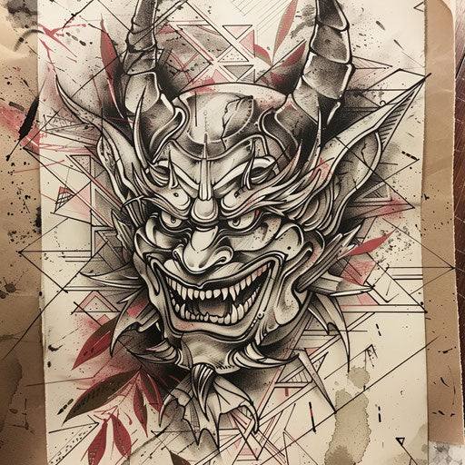 Contemporary Japanese demon with geometric designs – IMAGELLA