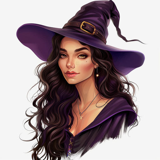 Realistic witch illustration on flat white background – IMAGELLA