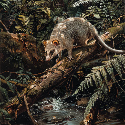 Adventurous white-tail possum crossing a trickling stream – IMAGELLA
