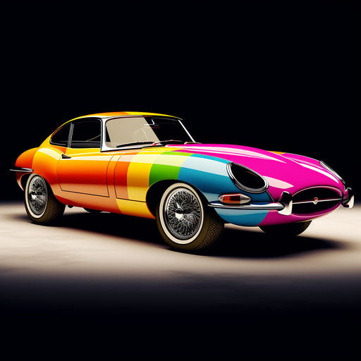 jaguar e type car Rainbow colors – IMAGELLA