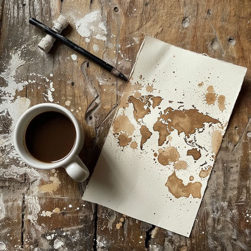 Adventurous tattoo sketch of a coffee map of the world – IMAGELLA