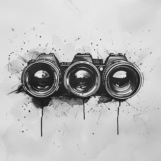 Three dots for vintage camera lenses in monochromatic style – IMAGELLA