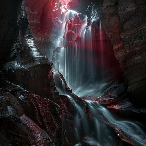Ruby Falls with dark shadows and intense contrast – IMAGELLA
