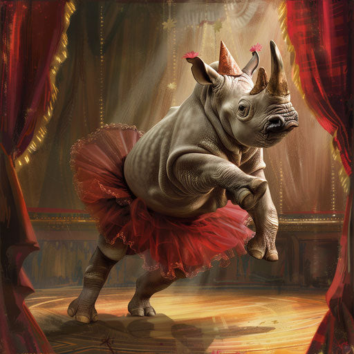 A rhino in a tutu dancing on stage – IMAGELLA