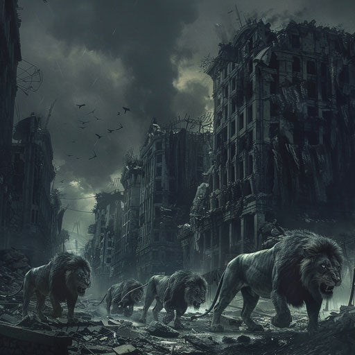 Beasts in a post-apocalyptic city in ruins – IMAGELLA