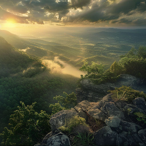 Lookout Ridge, Georgia, sunrise, green valleys, mist rising – IMAGELLA