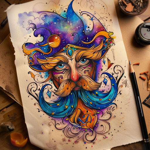 Fantasy tattoo sketch of whimsical mustache – IMAGELLA