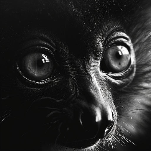Lemur in black and white, intense and dramatic, in the style of Laurent ...