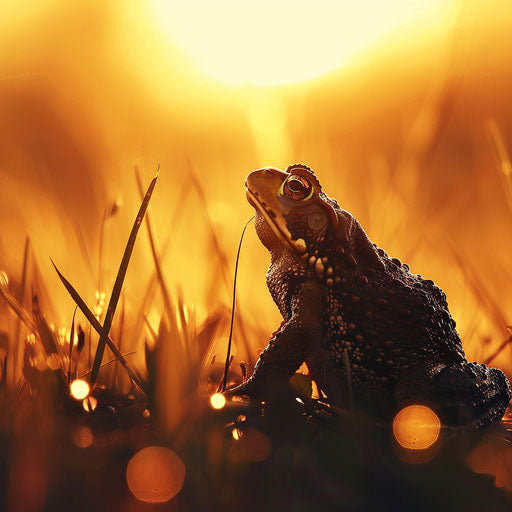 Toad at golden sunrise in meadow style like Tim Flach – IMAGELLA