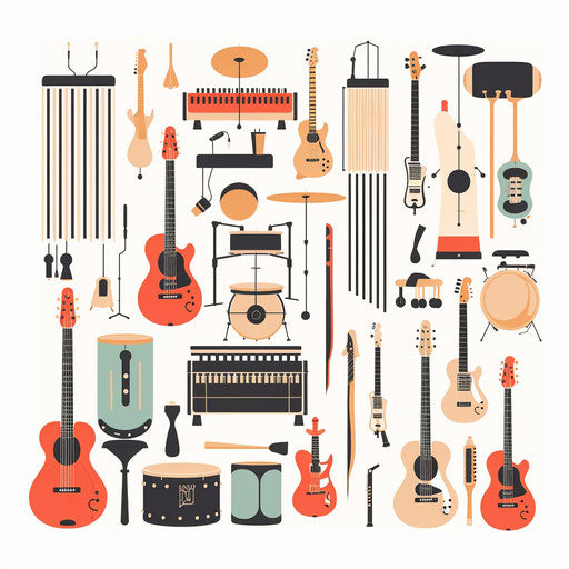 Musical instruments in Minimalist style, on white background – IMAGELLA