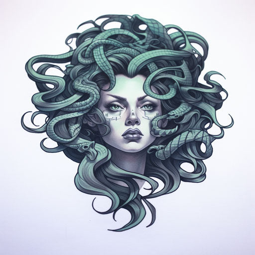 Medusa tattoo ideas, 10 designs in dark indigo and light gray – IMAGELLA