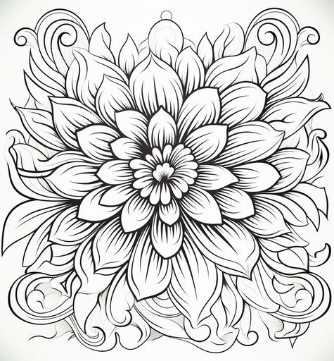 Floral design coloring page, elaborate bamileke art style, tattoo ...