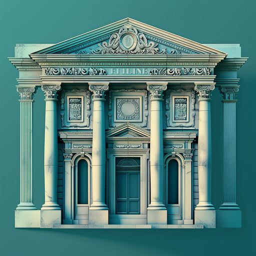 Realistic bank clipart with teal flat background – IMAGELLA