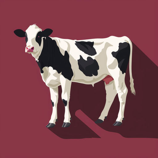 Deep maroon flat background with cute cow clipart – IMAGELLA