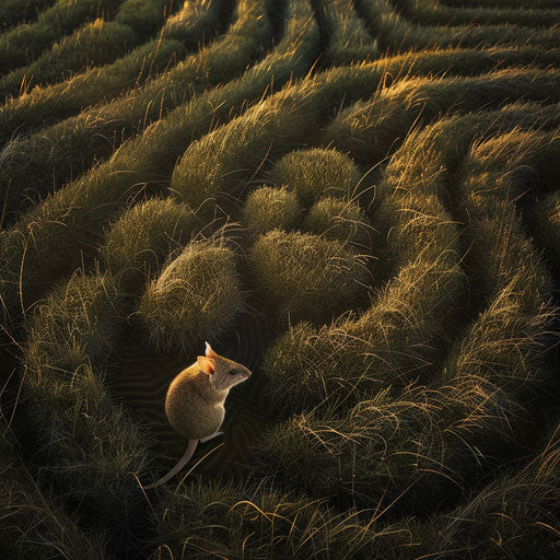 Northern brown bandicoot navigating intricate animal track maze in tall ...