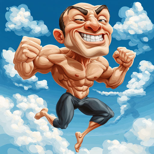 Humorous caricature of a jumping caricature clipart with human ...