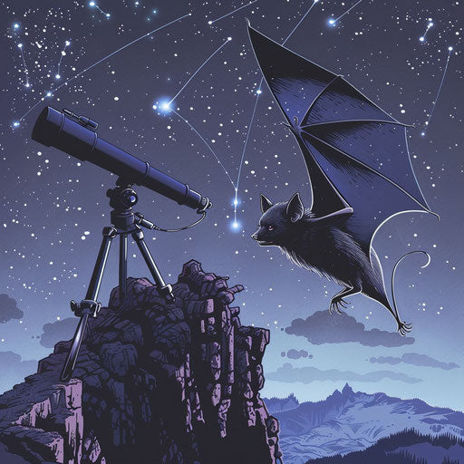 Bat studying stars with telescope at mountaintop observatory – IMAGELLA
